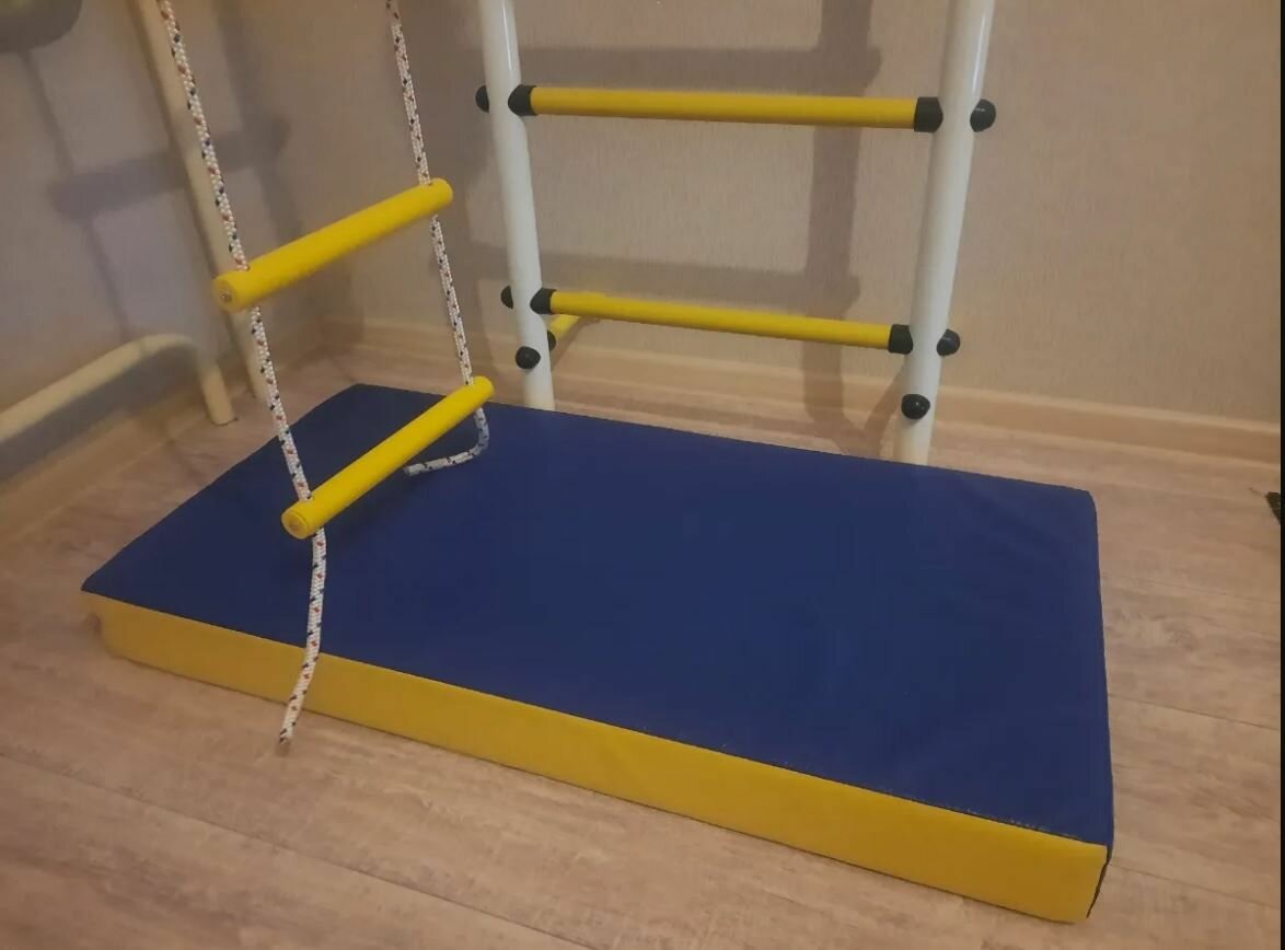 Мат 100*50*10 см, oxford, цвет: синий/жёлтый