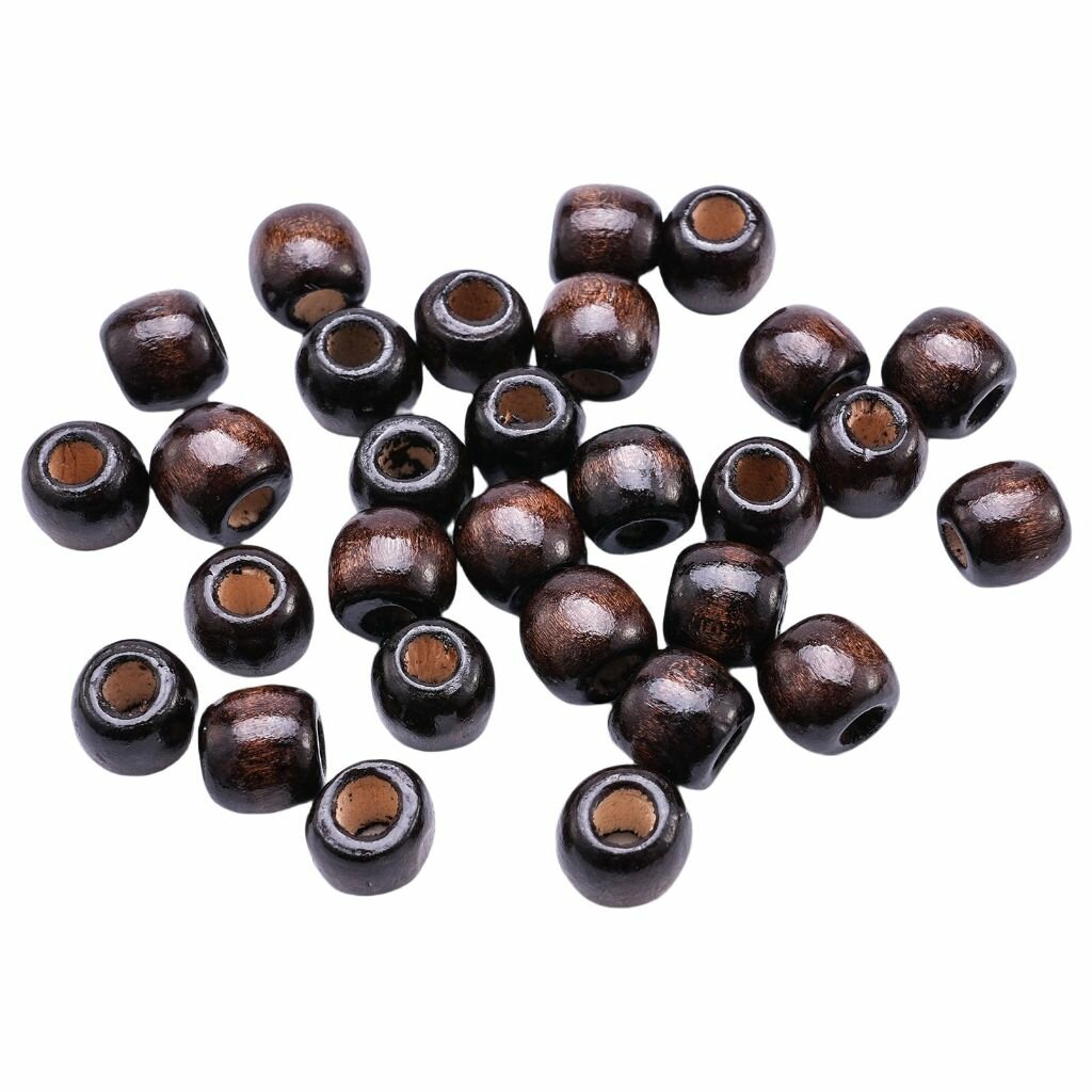 Аксессуары для ювелирных изделий DIY кленовые деревянные бусины с большим отверстием круглые бусины-темно-кофейный цвет-9-10 мм