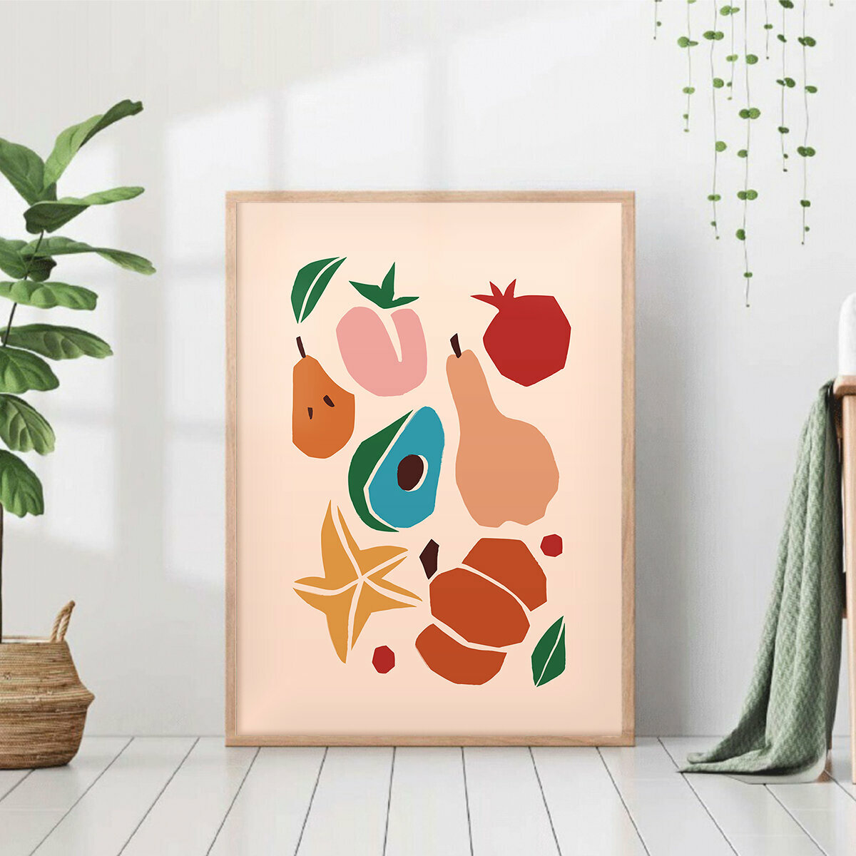 Постер "Абстракция фрукты натюрморт" 40x50 без рамки для интерьера на стену