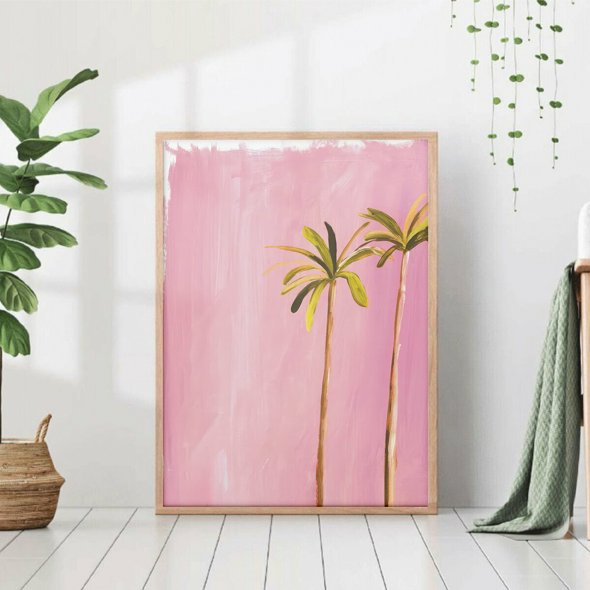 Постер "Пальмы на розовом небе" 40x50 без рамки для интерьера на стену