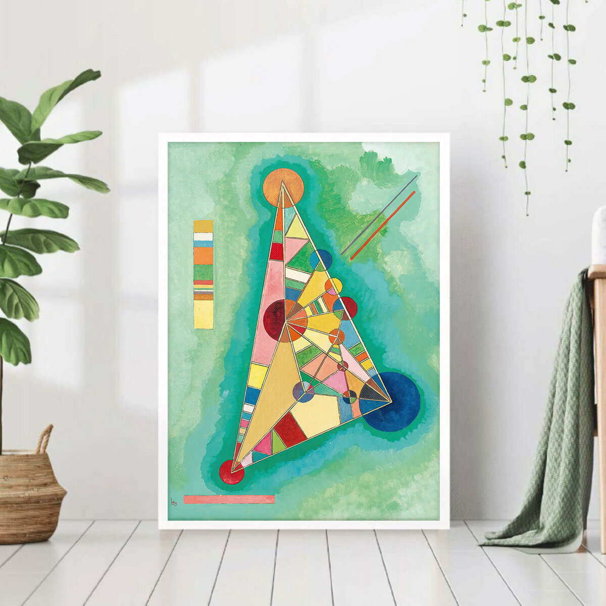 Постер "Кандинский абстракция треугольник" 40х50 в белой рамке для интерьера на стену