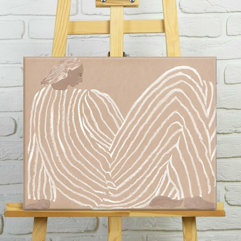 Картина на холсте 50х70 см "София Линд - девушка в пижаме рисунок", на стену для интерьера