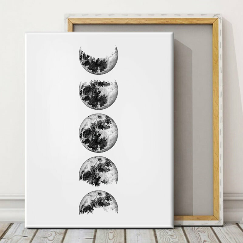 Картина на холсте 40х50 см "Фазы Луны", на стену для интерьера