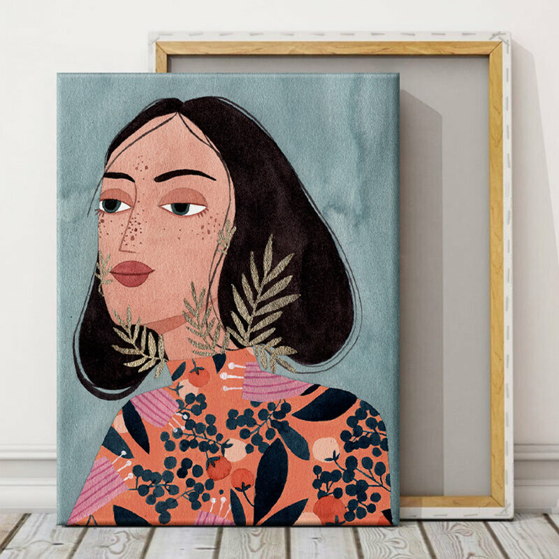 Картина на холсте 50х70 см "Бруно Манкузо портрет девушки репродукция", на стену для интерьера