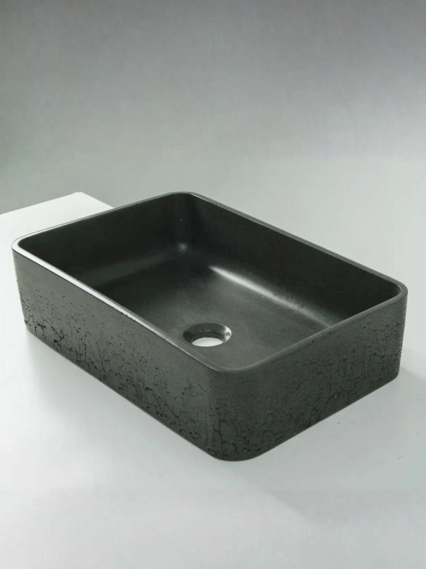 Nameshali Раковина бетонная черная накладная ручная работа 52х34х12,5