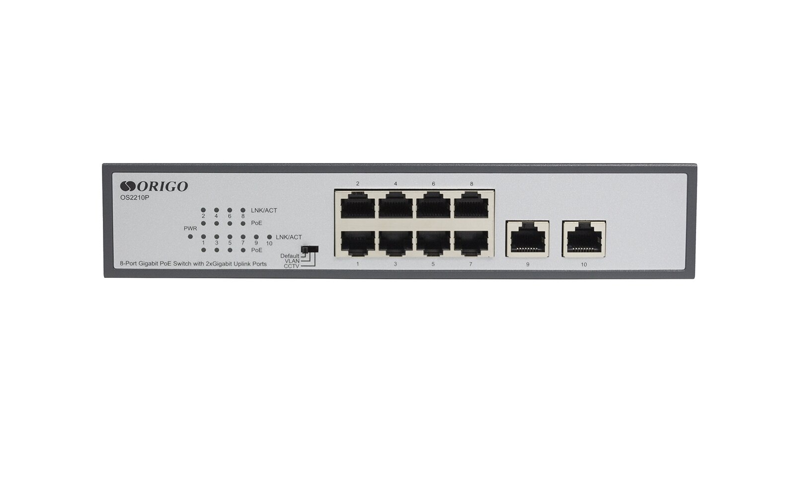 Неуправляемый PoE-коммутатор ORIGO Unmanaged Switch 8x1000Base-T PoE, 2x1000Base-T, PoE Budget 120W, Long-range PoE up to 250m, 19 w/brackets