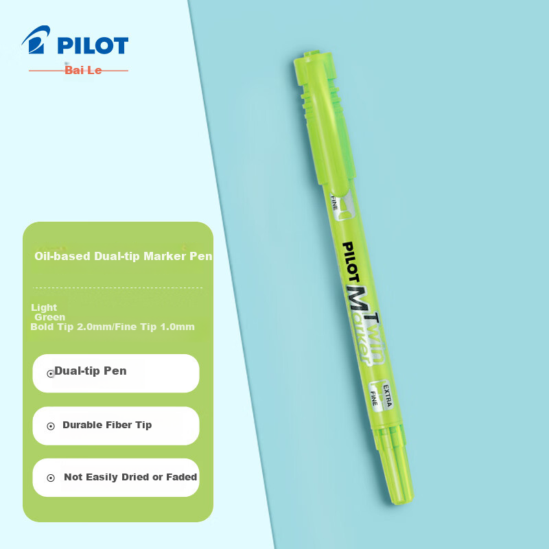 PILOT SCA-TM Oil-based Dual-tip Marker Pen Colorful Drawing Marker Pen Quick-drying Pen Student Stationery Office Light Green Single Pack