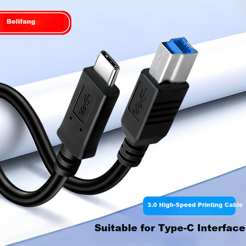 BURLEFRAN Type-C to USB 3.0 B Male Cable 1m for Connecting Computer, Laptop, Hard Drive, Printer