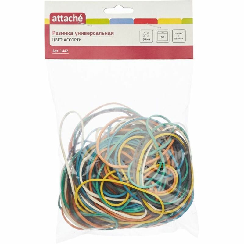 Резинка банковская D60мм 100гр, цвет ассорти