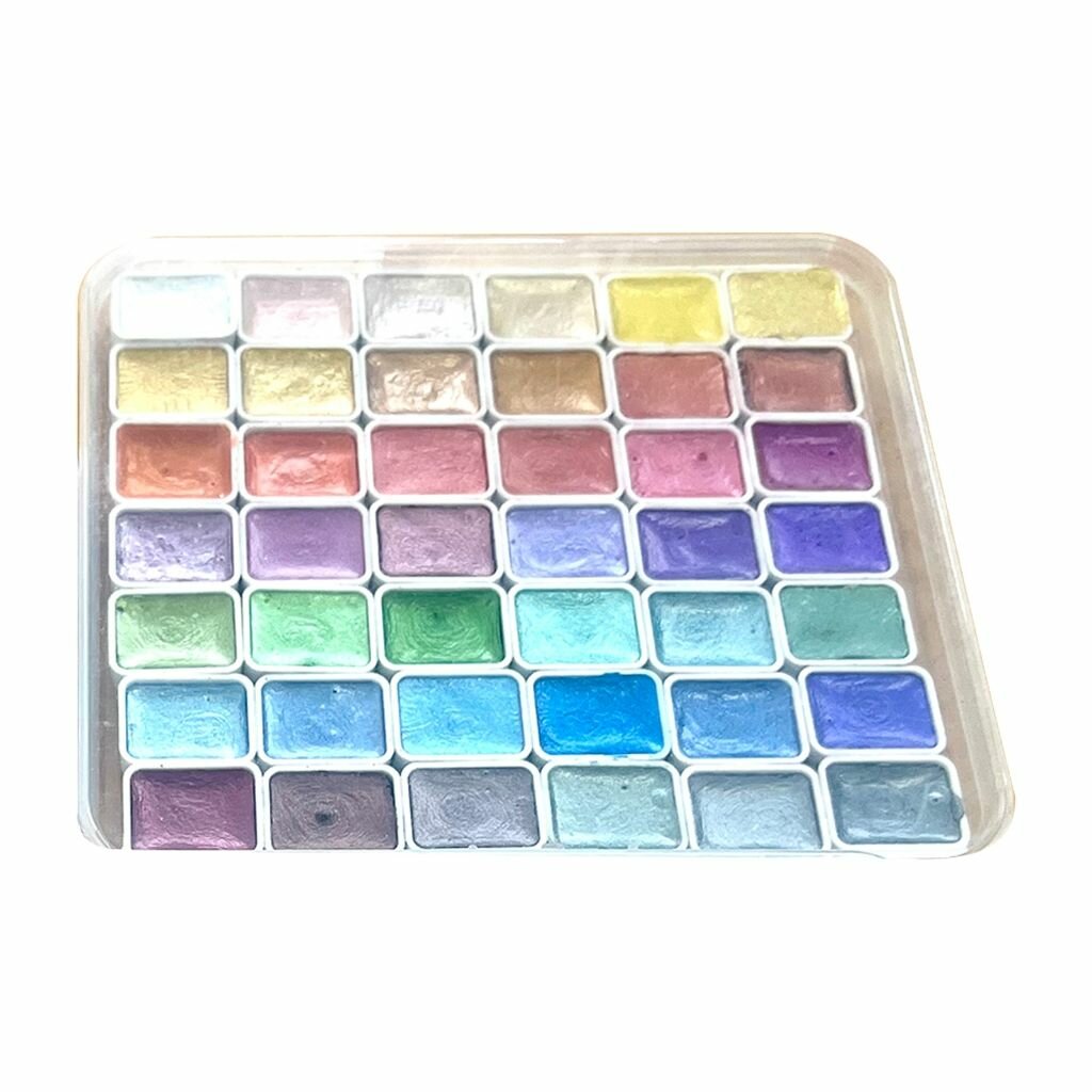 1 упаковка перламутровой акварельной краски объемом мл-42 цвета