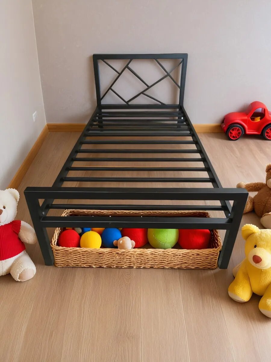 Кровать Loft Mebel "Цезарион", 90x200х80 см, каркас металл, без обивки