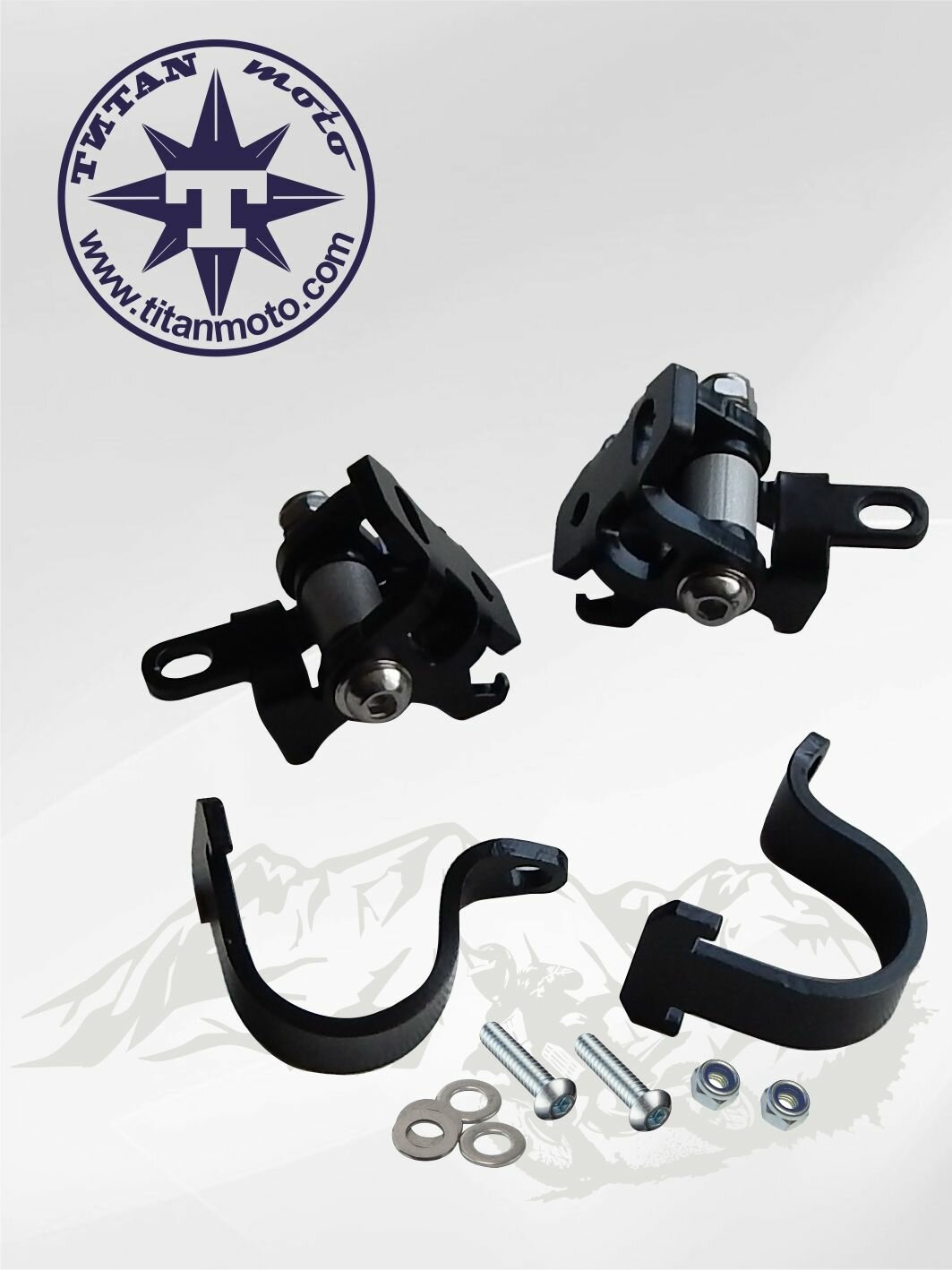 Комплект креплений на дуги для оригинальных противотуманных фар BMW. Чёрные. Титаn moto