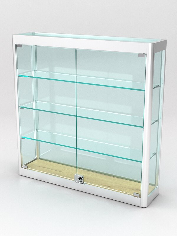 Витрина из профиля настенная "вайб ИКС" №1-3П-С-170 (задняя стенка Cтекло), Дуб Золотистый