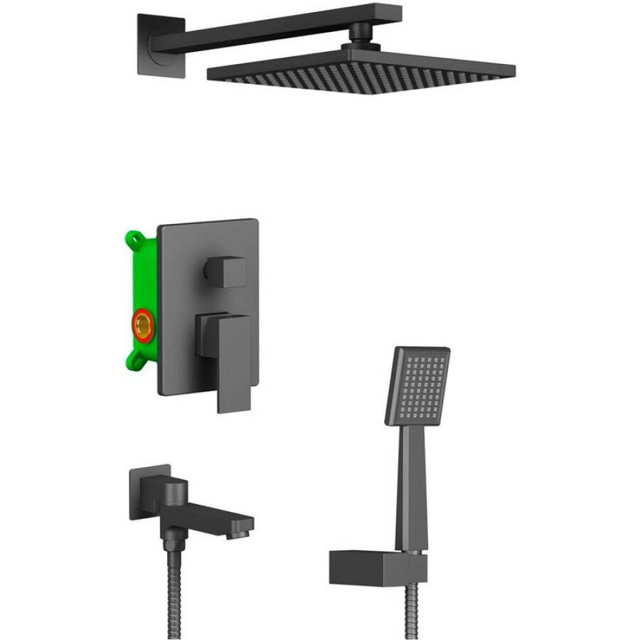 Душевой комплект Timo Selene SX-3069/03SM черный, С внутренней частью