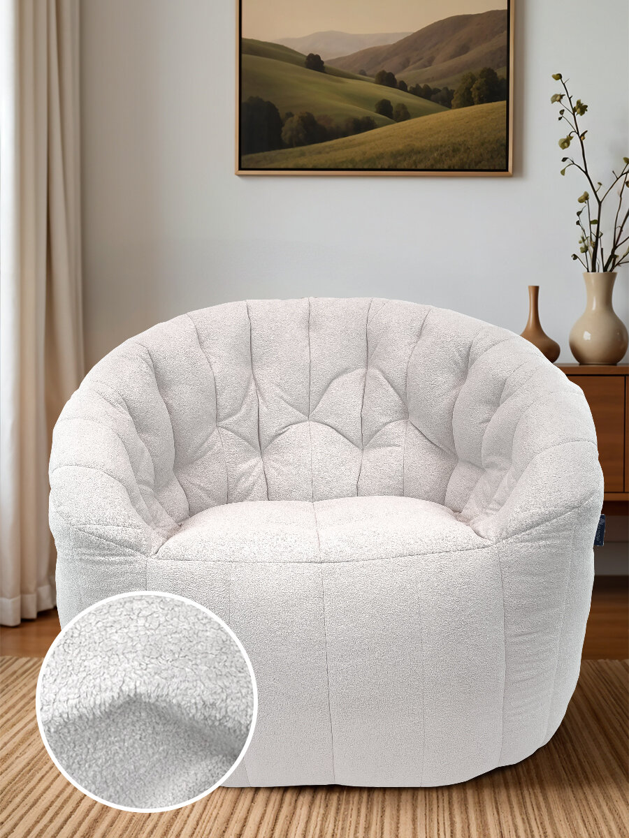 Кресло мягкое - Butterfly Sofa - Tundra Spring (фактурный микровелюр, белый)