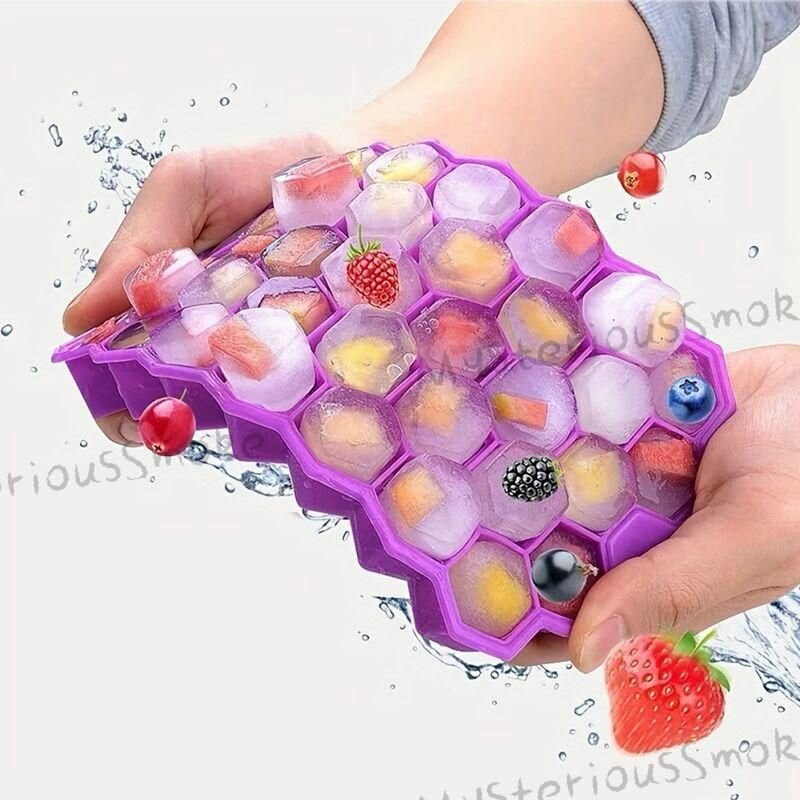 Силиконовая форма для льда с крышкой, сотовая коробка для льда на 37 ячеек, многоразовая форма для приготовления шоколада, конфет, мыла, замороженных фруктов