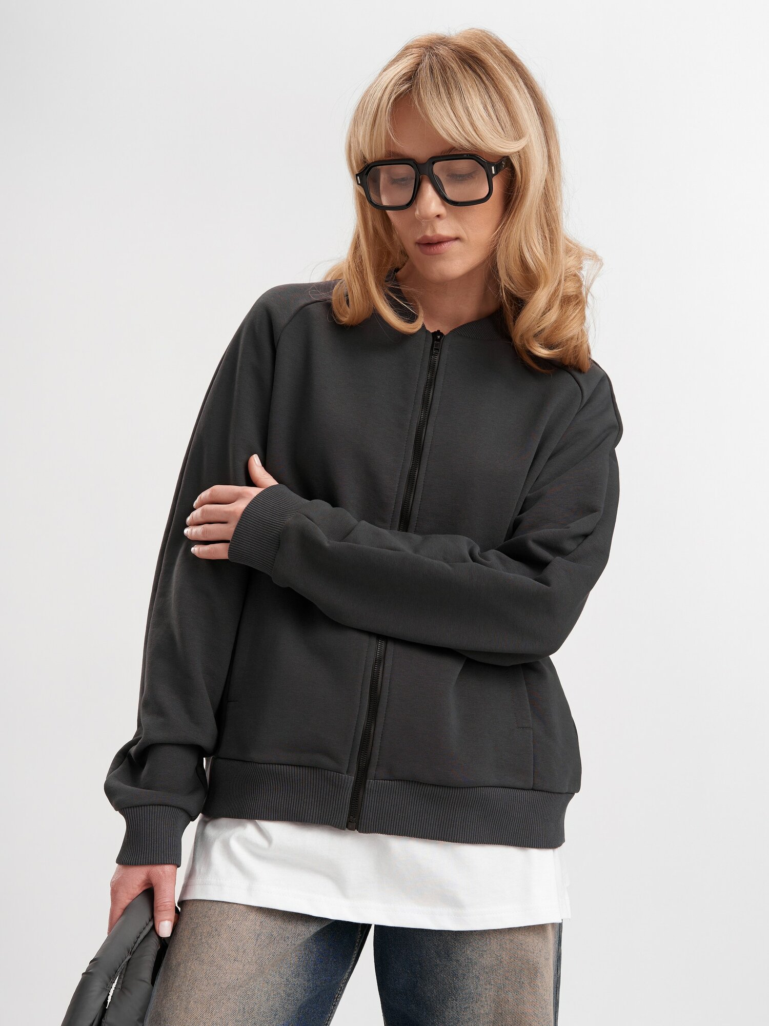 Олимпийка кофта на молнии оверсайз