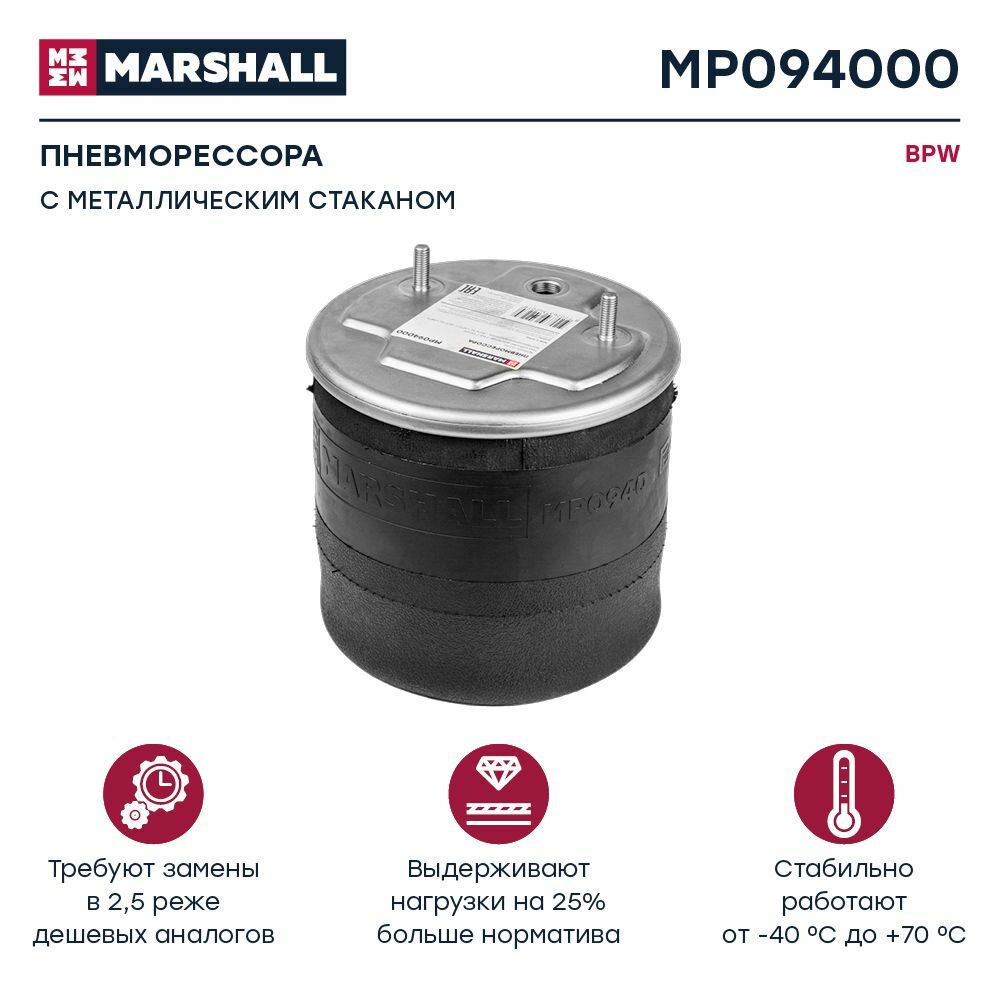 Пневморессора с металлическим стаканом BPW