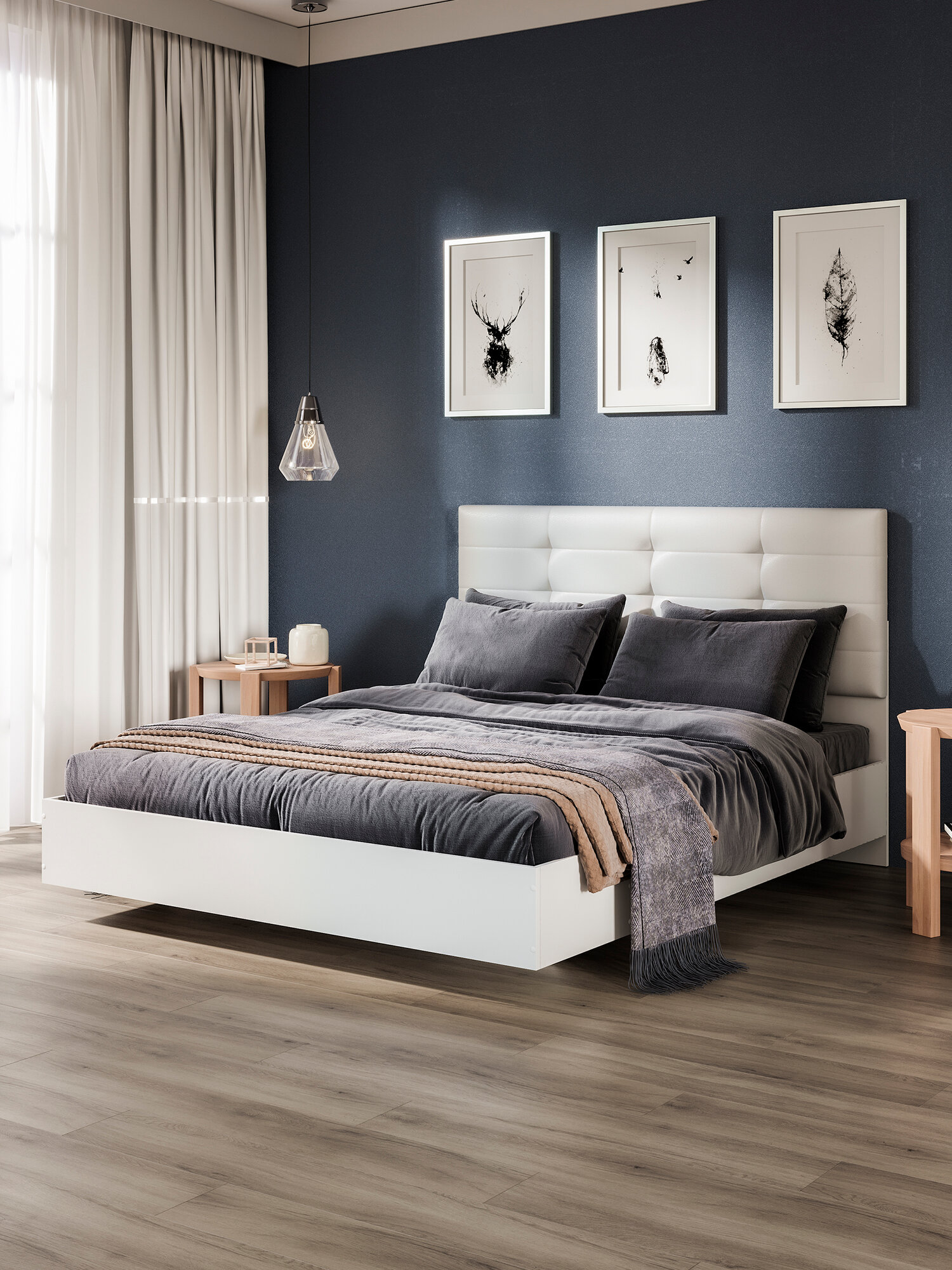 Кровать двуспальная Бетта,160х200, без подъемного механизма, Белый