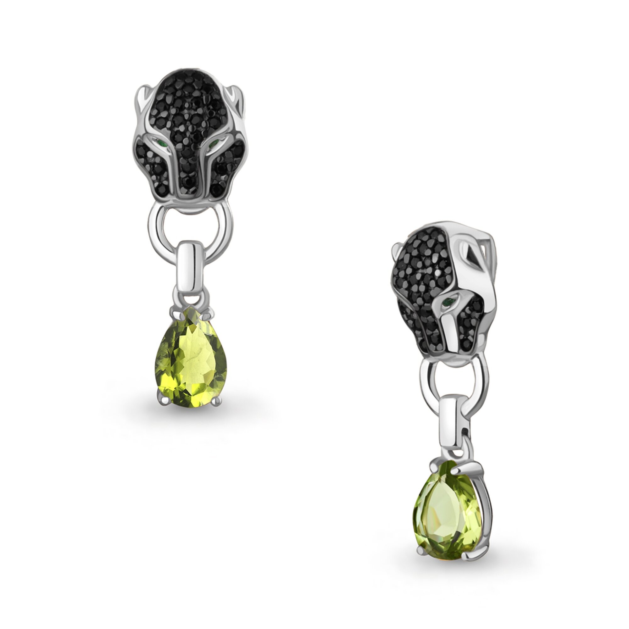 Подвеска, серебро, 925 проба, родирование, хризолит, изумруд синтетический, кристалл