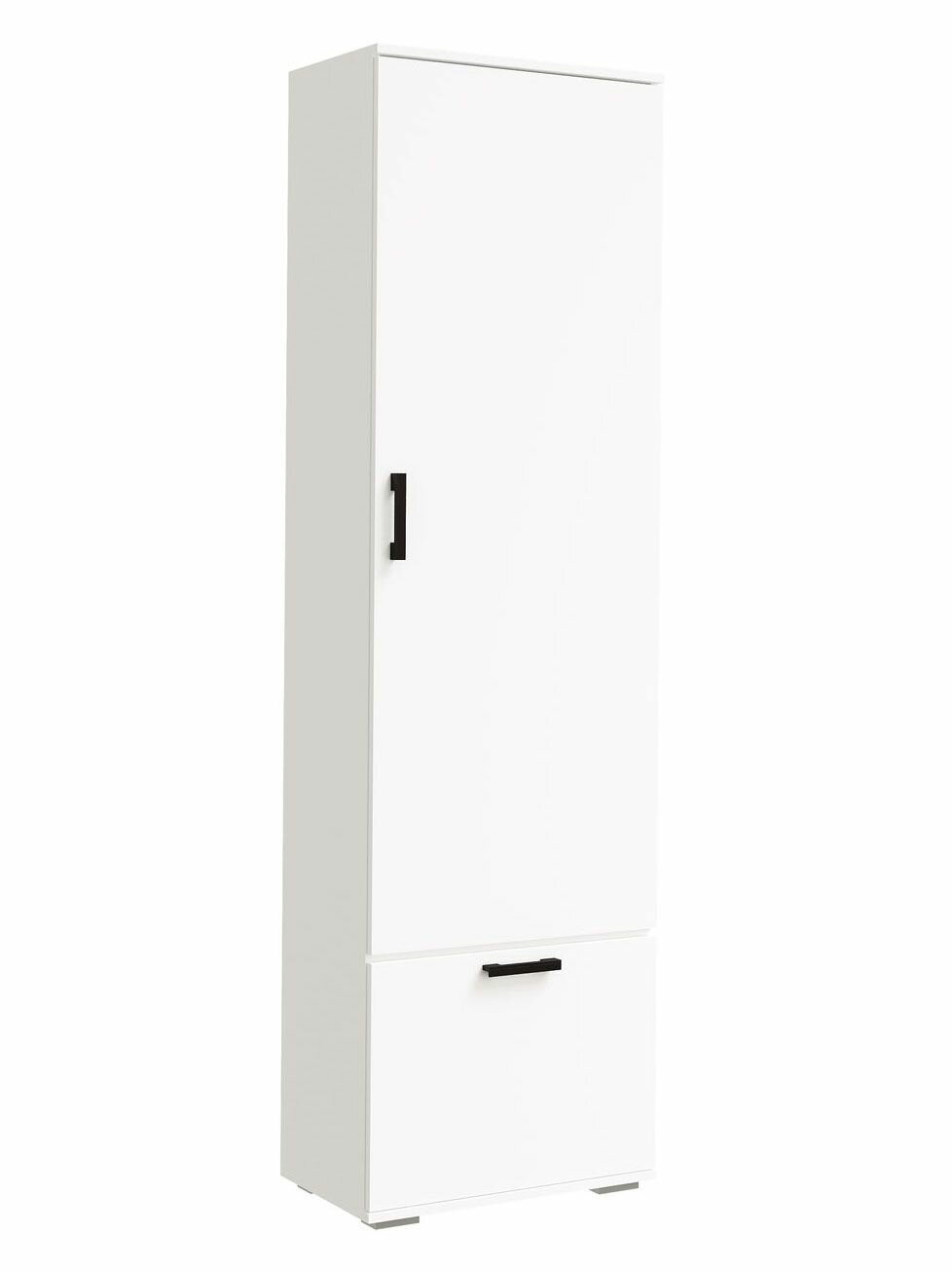 Распашной шкаф-пенал для одежды и хранения вещей Алиса со штангой, с полками, 60х35.4х203.2 см, Белый гладкий