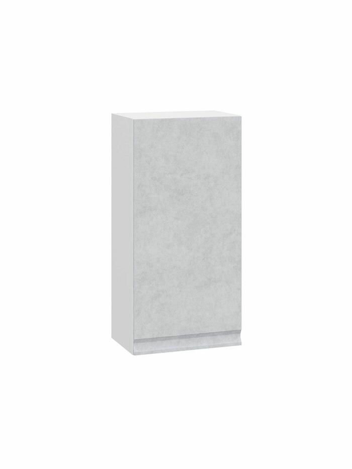 Кухонный модуль навесной, шкаф Велюр с полками, с доводчиками, 45х29.6х91.2 см, Белый / Бетон снежный