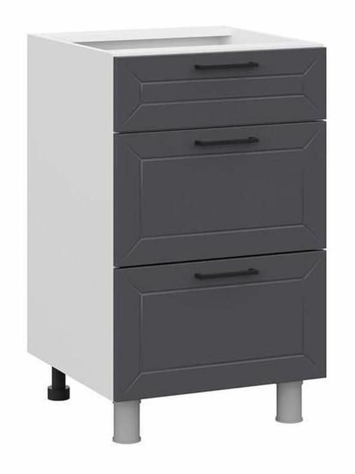 Кухонный модуль напольный, стол Сектор с ящиками, 50х50.6х82.4 см, Белый / Графит