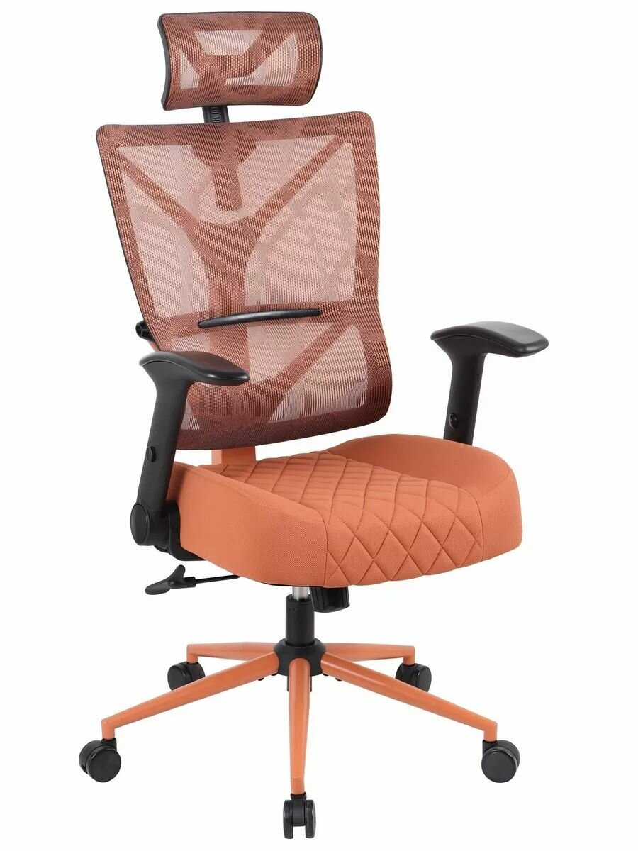 Офисное кресло CHAIRMAN CH 566, ткань/сетка, оранжевый, с подголовником