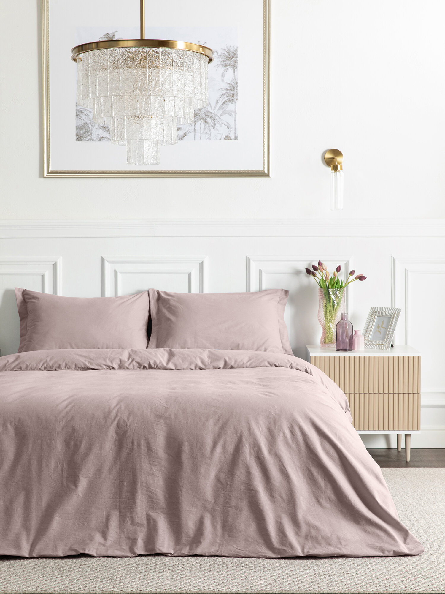 Постельное белье 1,5 спальное Cozy Home, Сатин, 2 нав. 50х70), Gray Lilac