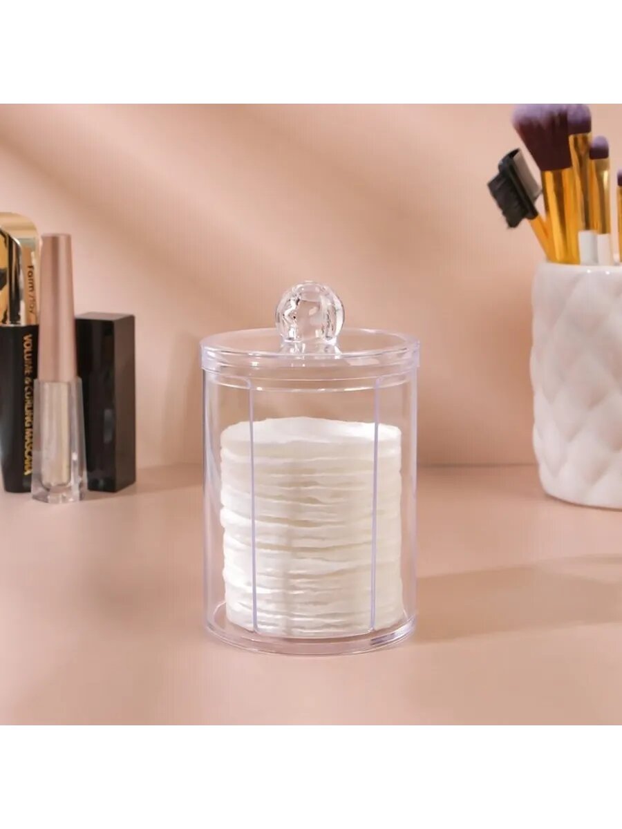 Удобный прозрачный контейнер для ватных дисков