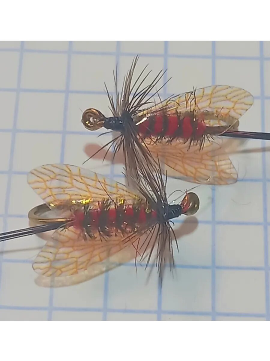 Мушка на хариуса и другую рыбу. На одинарном крючке №10, Набор 2 штуки.