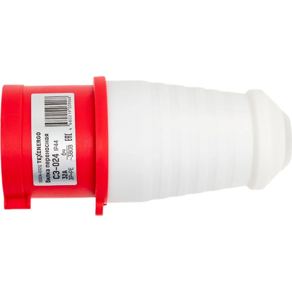 Вилка 024 переносная Texenergo 3P+PE 32А 380В IP44 SE024-032Q, эксплуатации внутри помещений