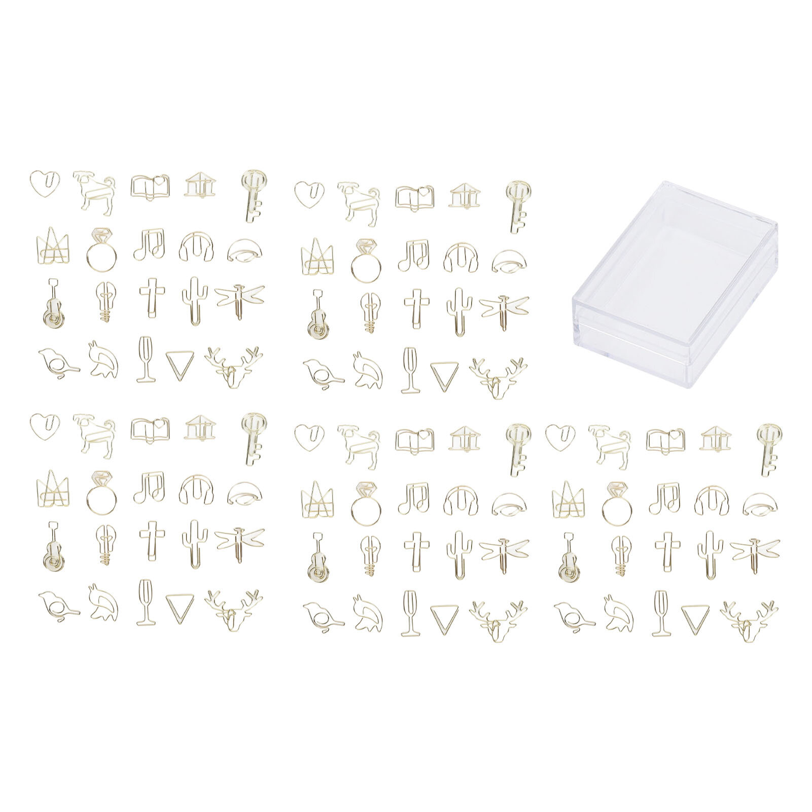 100 шт. бумажные скрепки серии Gold, гальваническая обработка металла, устойчивые к ржавчине, креативные, 20 форм, бумажные скрепки для закладок и фотографий