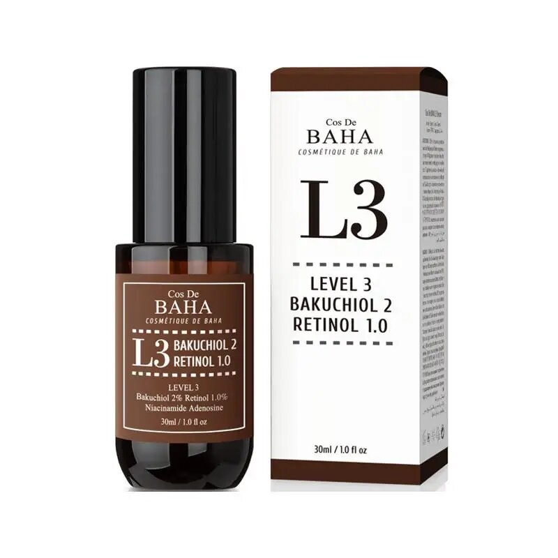 Сыворотка Cos de bana для лица L3 Bakuchiol & Retinol Serum (L3), антивозрастная с бакучилом и ретинолом 30 мл