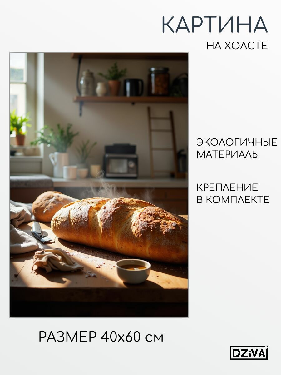 Картина на холсте "Аромат свежего хлеба" 40x60 см