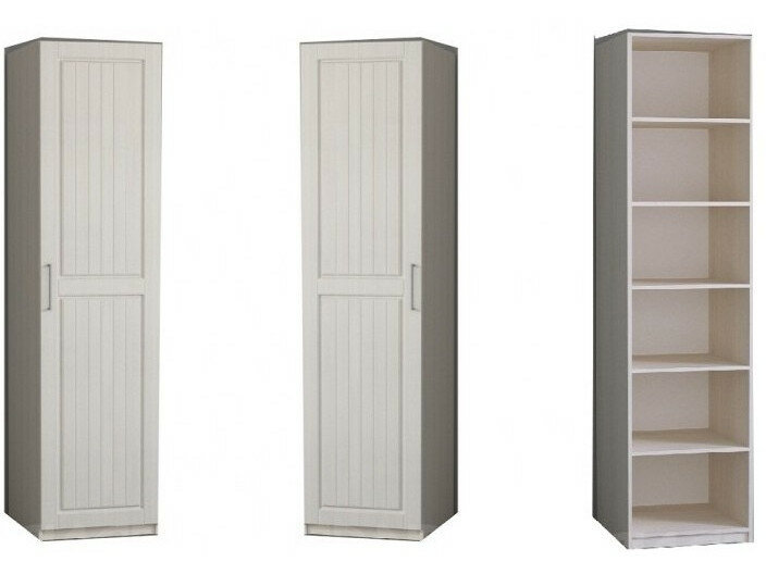 Пенал в стиле кантри (5 полок), Бодега белая/сандал (МДФ/ЛДСП)