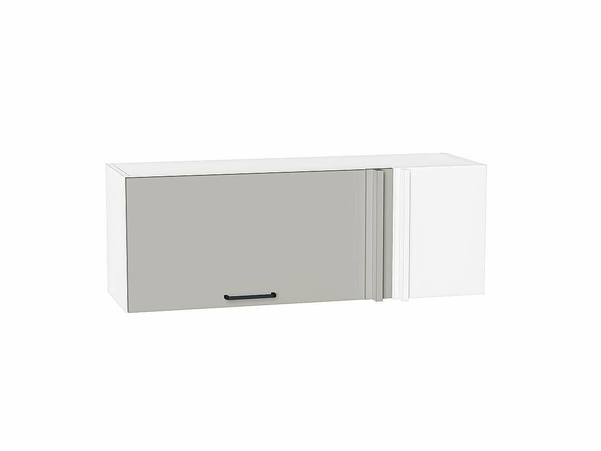 Шкаф верхний прямой угловой горизонтальный Флэт, цвет фасада Light Grey In 2S, цвет каркаса Белый, 358/1000/350 мм