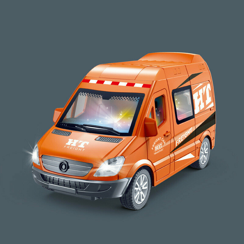 Police fire truck inertia toy with sound light and moving doors for interactive play orange