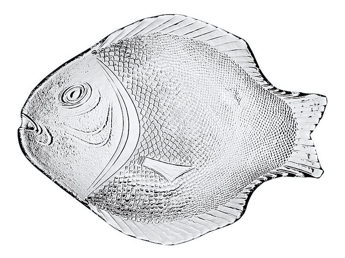 Тарелка 'Marine' Рыба, 196*160мм, закаленное стекло, прозрачная