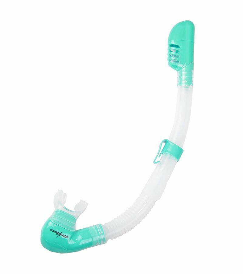 Трубка для плавания FanDiver AS-302, нижний клапан, верхний клапан, бирюзовый/прозрачный