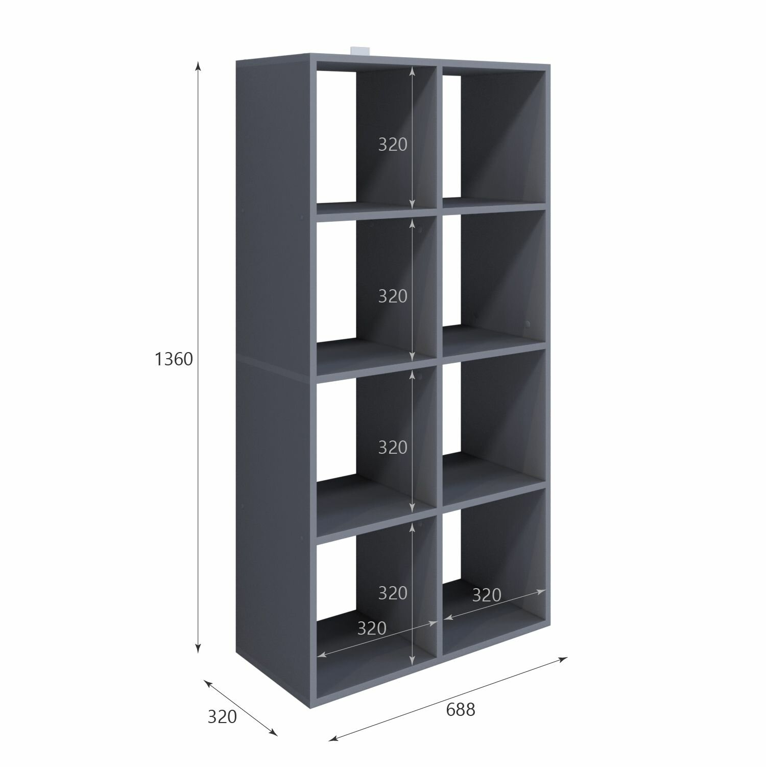 Стеллаж Кубикус, 8 секций, серый