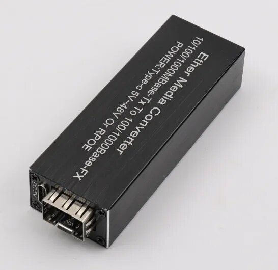 PACBTECH Мини-волоконный медиаконвертер 1000 м обратный POE Type-C With Case