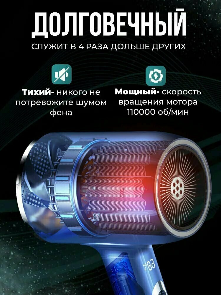 Baby Land Brand Фен для волос фен, скоростей 3, кол-во насадок 1, синий, светло-синий