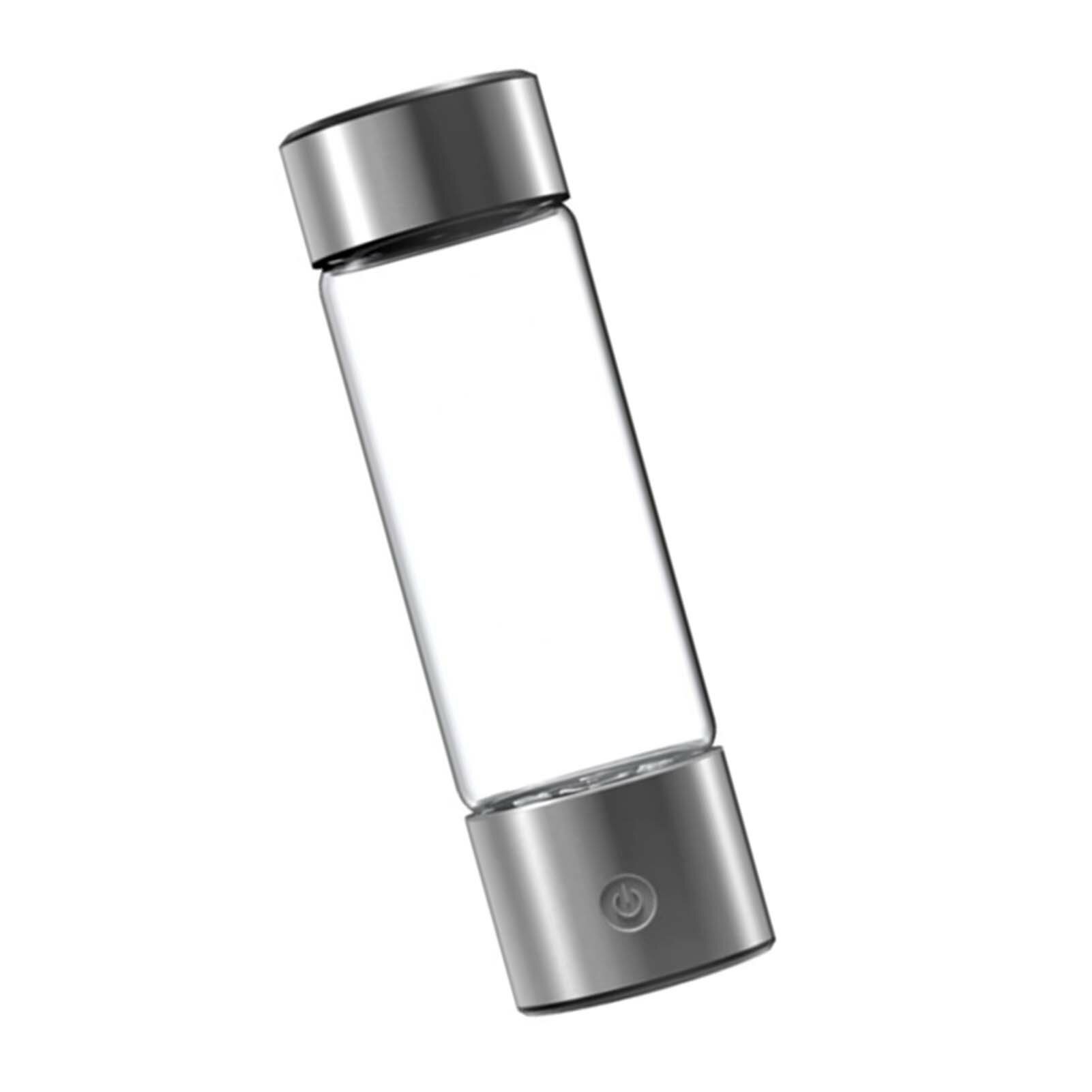 Портативная бутылка для водородной воды 460 мл, технология SPE PEM, для ускорения метаболизма и укрепления иммунитета, перезаряжаемая через USB, серебристого цвета.