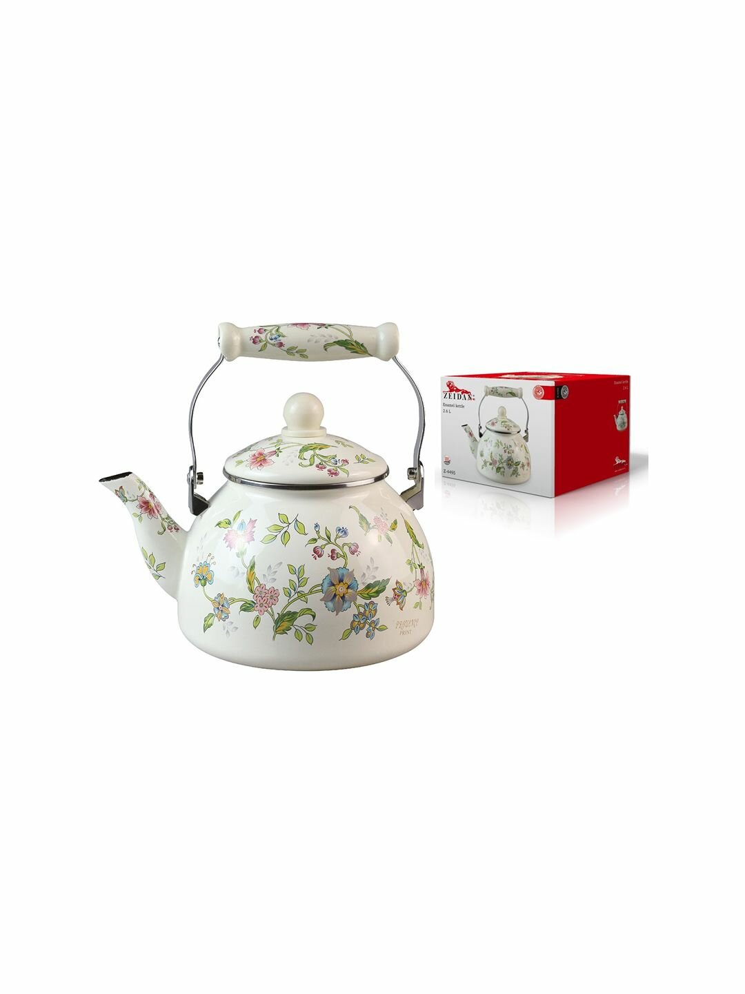 Чайник 2,6 л, эмалированная сталь, комбинир. ручка, внутреннее эмал. покр, п/у