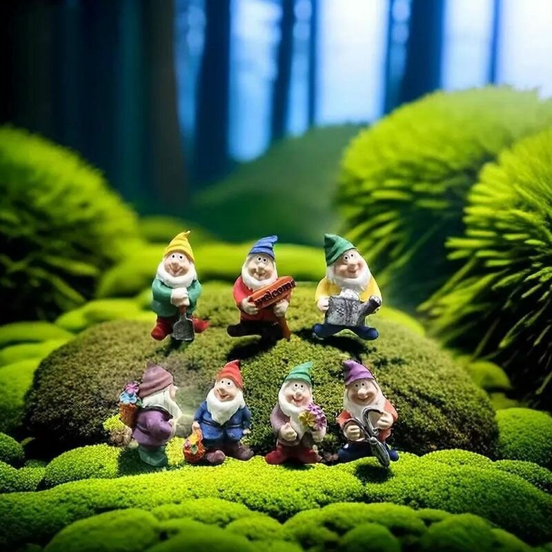 7 гномов садовые статуэтки из смолы