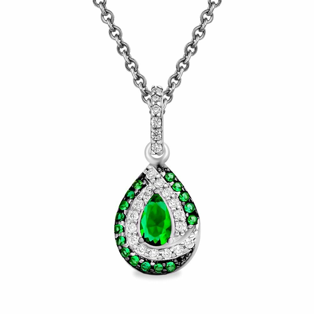 Подвеска 585GOLD, серебро, 925 проба, родирование, фианит, кварц синтетический