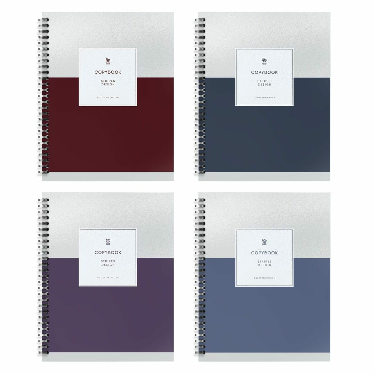 Тетрадь общая 96л, А5 schoolформат "Элегантный Минимализм", клетка, спираль, Твин-лак (Тогк96-Эм), 4шт.