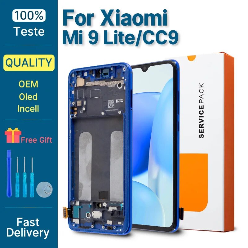 AMOLED ЖК-дисплей для Xiaomi Mi 9 Lite, 100% протестированный дигитайзер сенсорного INCELL No Frame