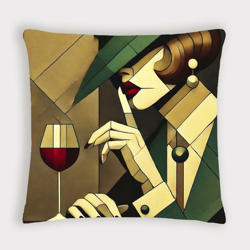 Подушка декоративная Бокал и Мадам 40х40 велюр